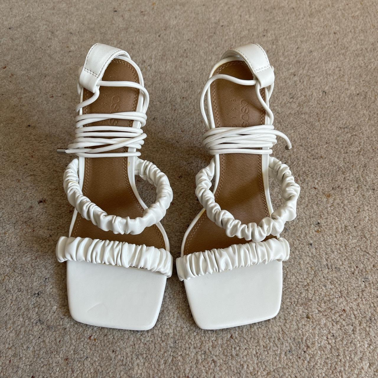 Brand new with tags asos white ruched lace up heels... - Depop