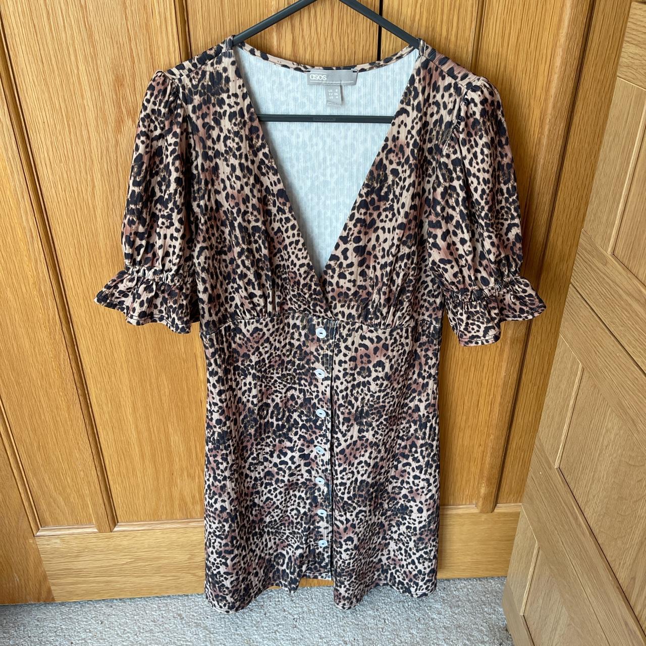 Asos leopard print mini dress / size UK 8 / worn... - Depop