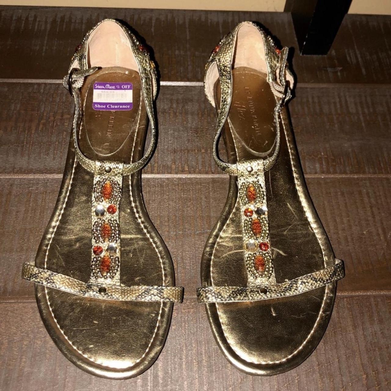 Anne Klein strappy wedge sandals with rhinestones... - Depop
