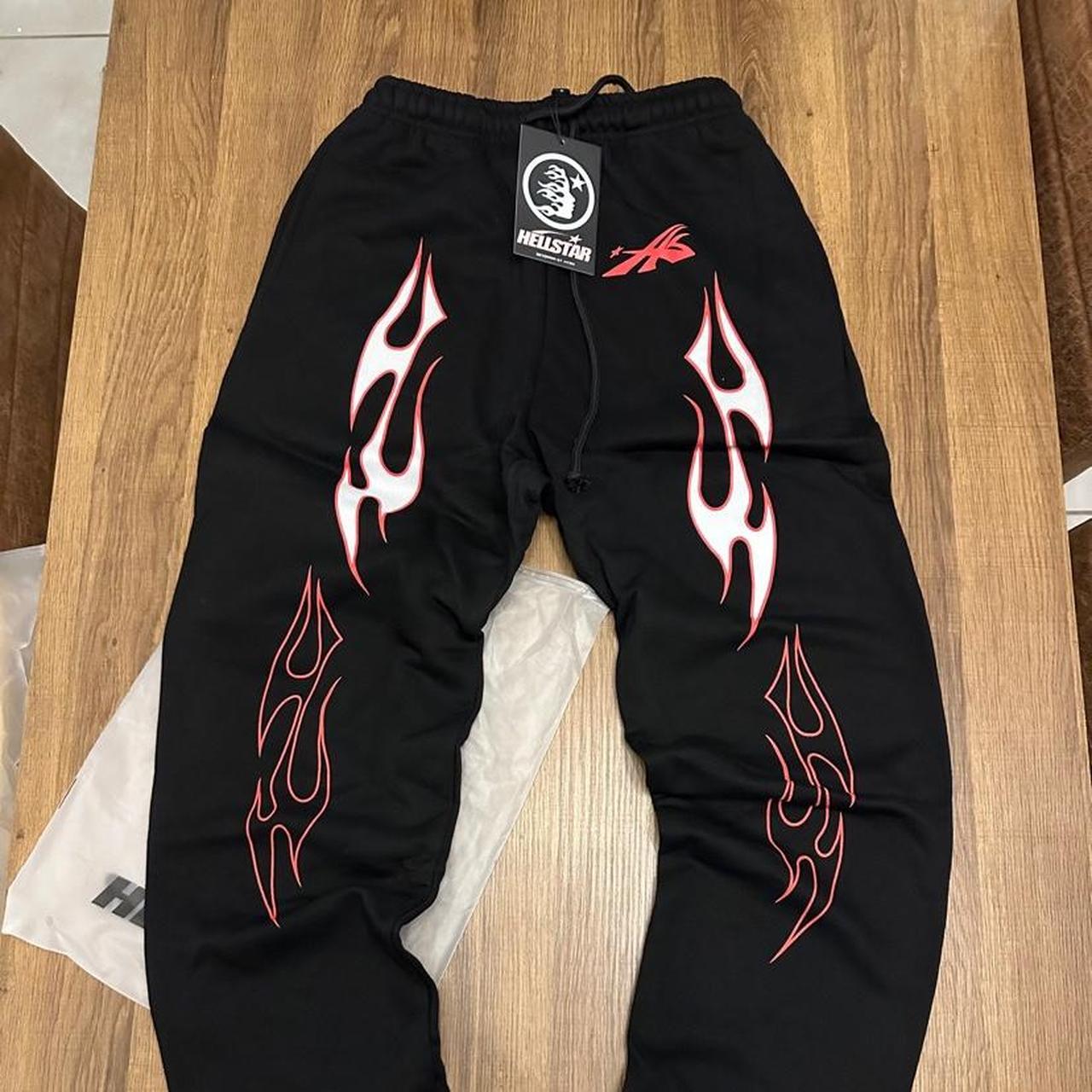 Black and Red Hellstar Sweatpants - Depop