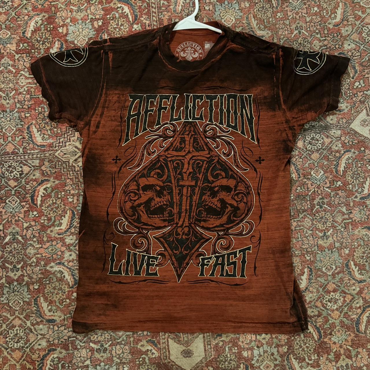 RED AFFLICTION TEE SHIRT 🔥 Size small No flaws Dm me... - Depop