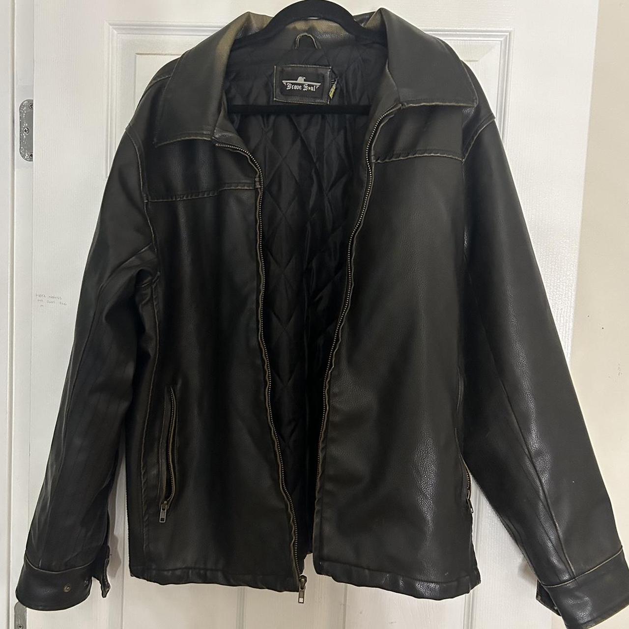 Men’s leather jacket. Vintage. Size medium but fits... - Depop
