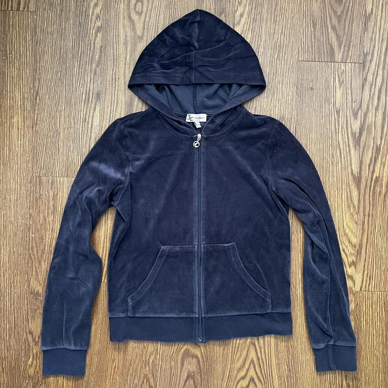 Navy Juicy Couture velour zip up hoodie - size M -... | Depop