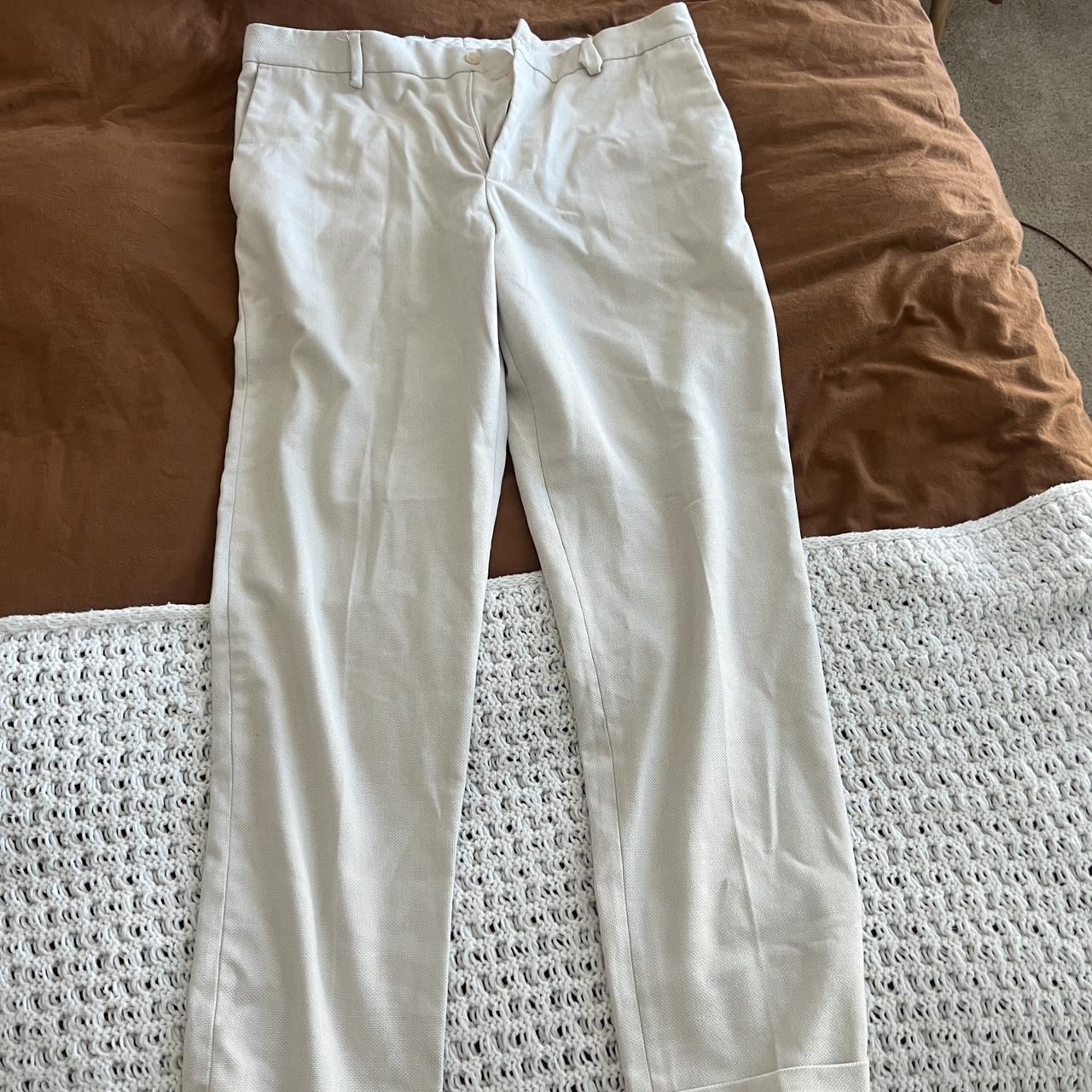 Men’s Zara 34s dressy cuffed cream pants - Depop