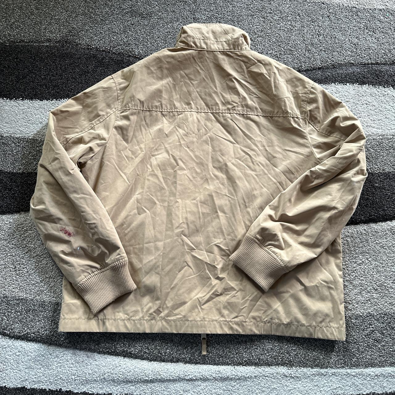 Tan Lightweight Jacket w/ Paint Markings Tag reads... - Depop