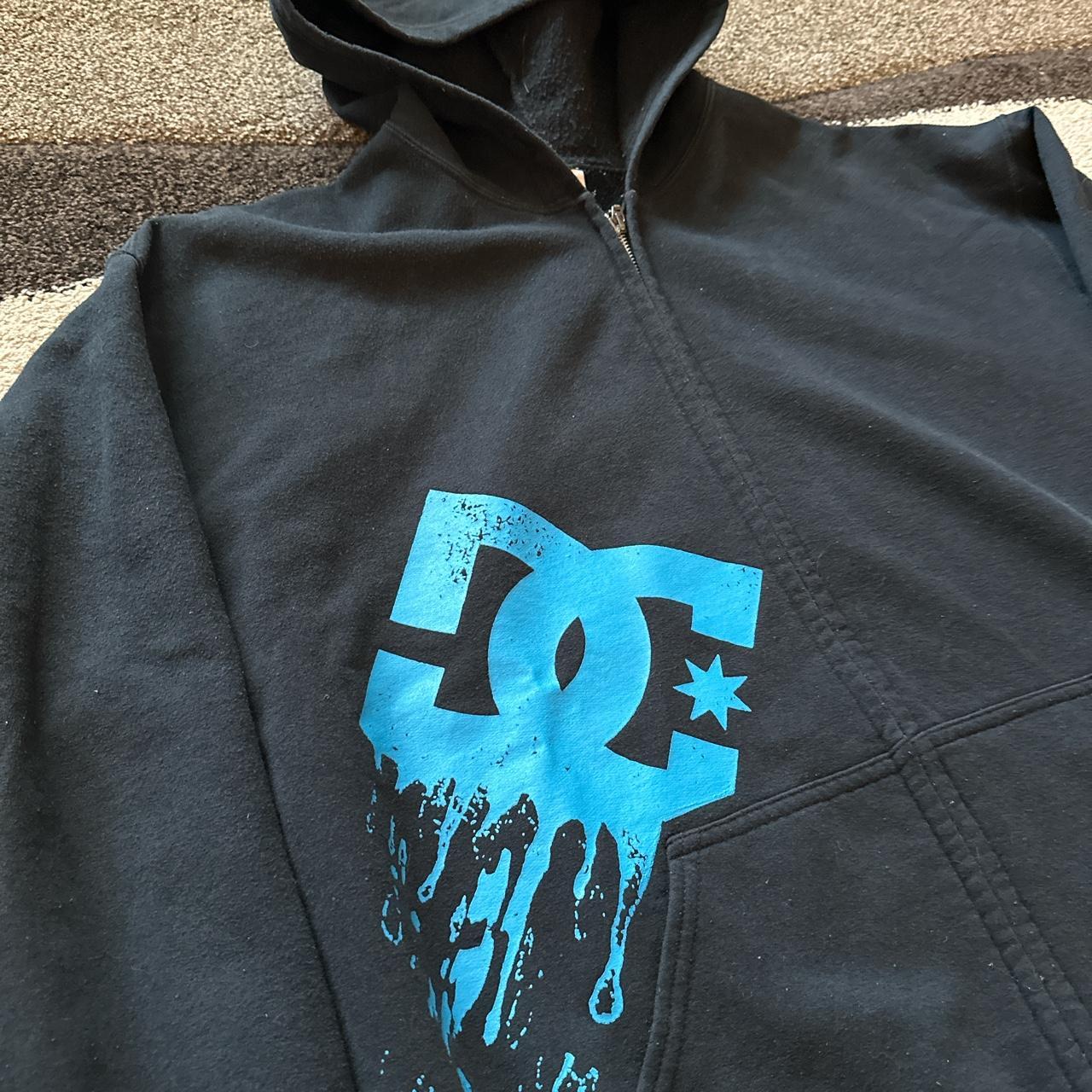 Y2K Grunge DC Zip Up Hoodie XL Sick Blue Color Way... - Depop