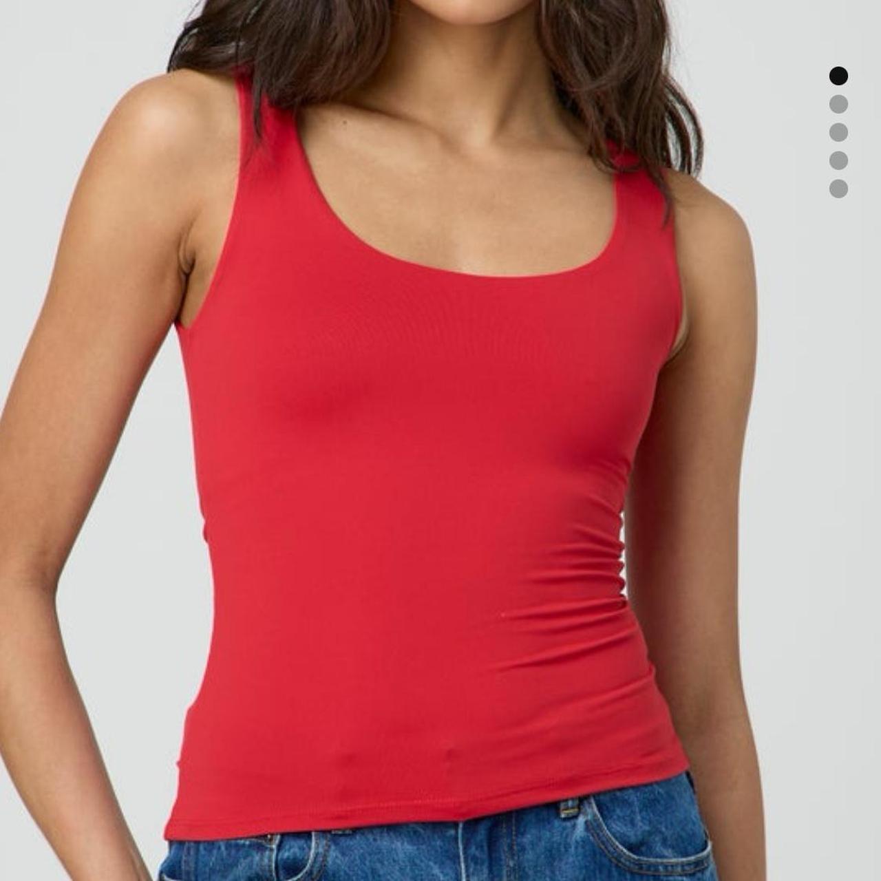 glassons red super soft scoop red neck tank never... - Depop