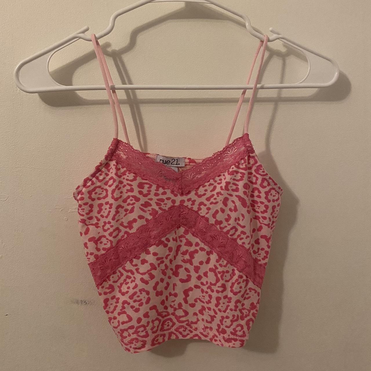 Pink Lace Trim Top - Depop