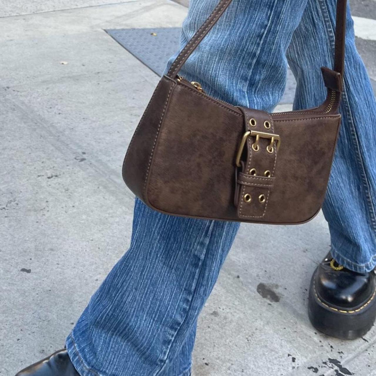 Brown mini bag Bold hardware detail Brand new, not... - Depop