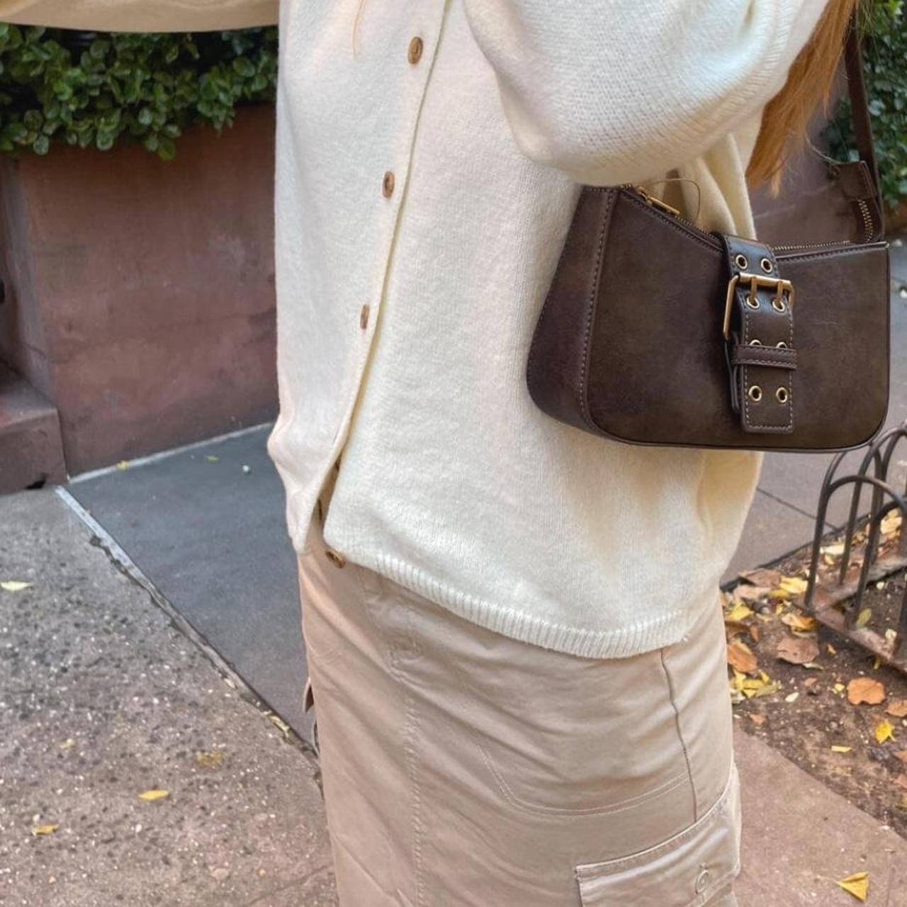 Brown mini bag Bold hardware detail Brand new, not... - Depop