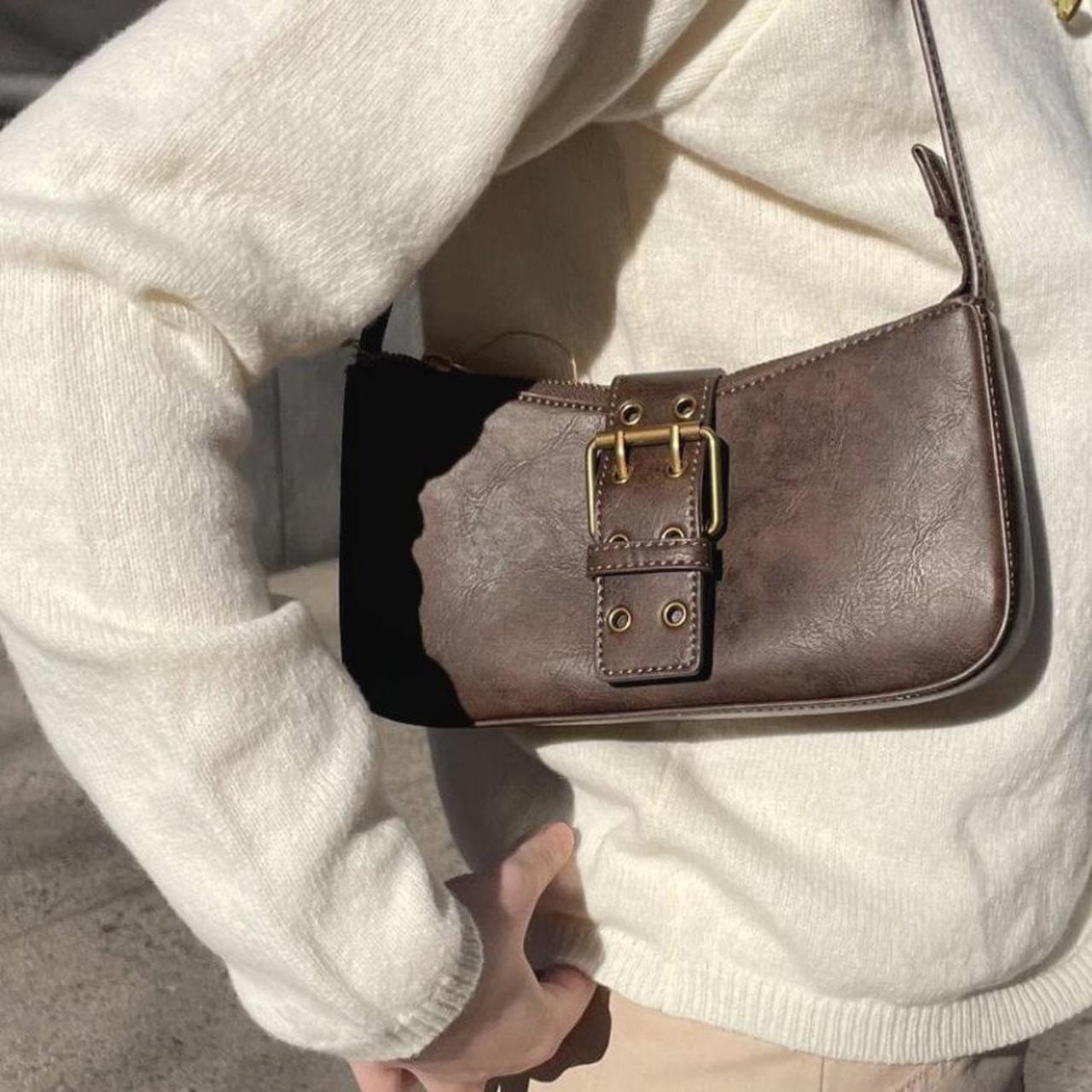 Brown mini bag Bold hardware detail Brand new, not... - Depop