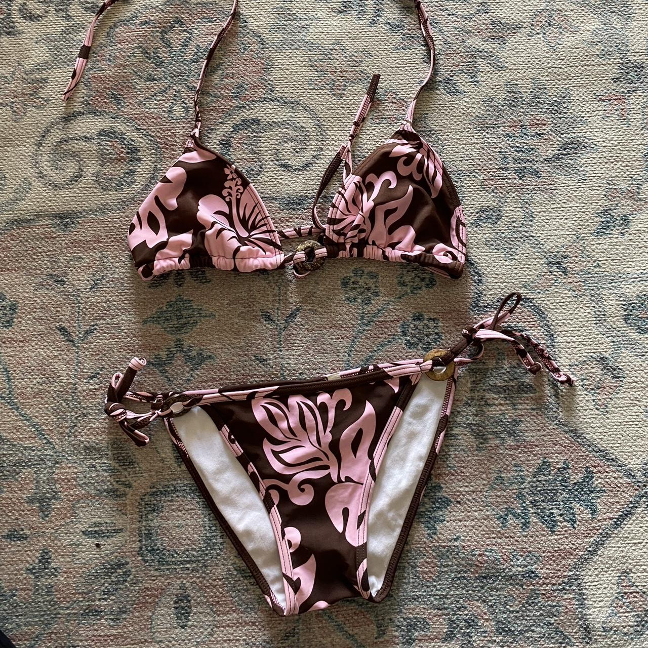 The cutest bikini 💗 Brown and pink in colour Size... - Depop