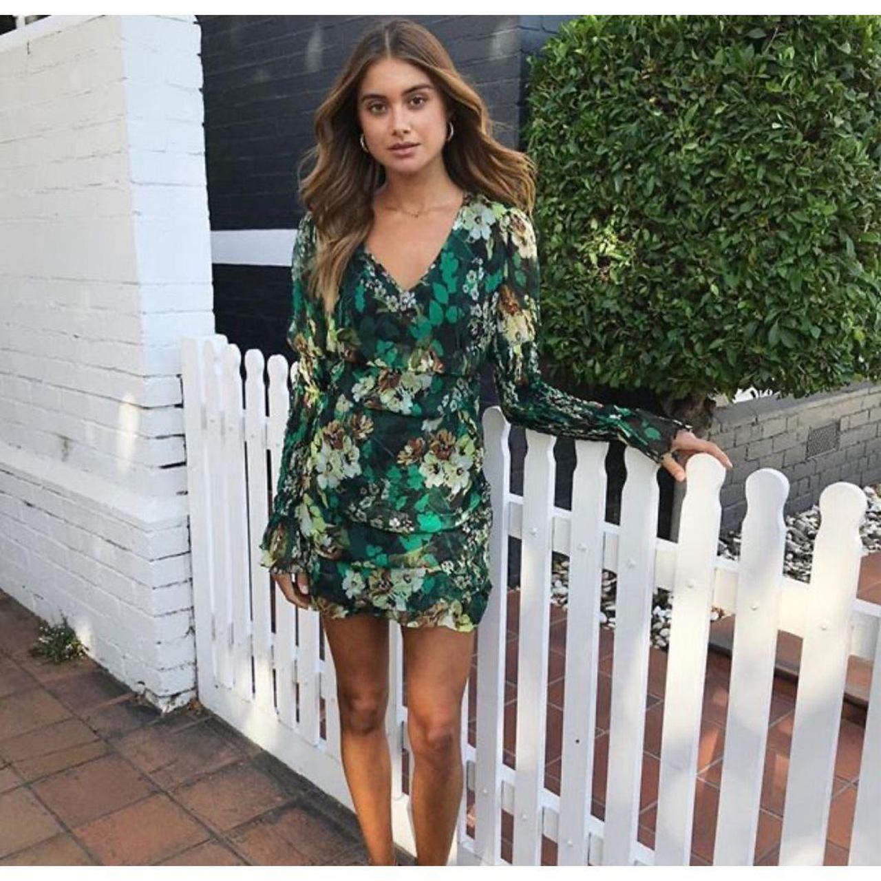 MLM Label 100% Silk Deep V-Neck Long Sleeve Floral... - Depop