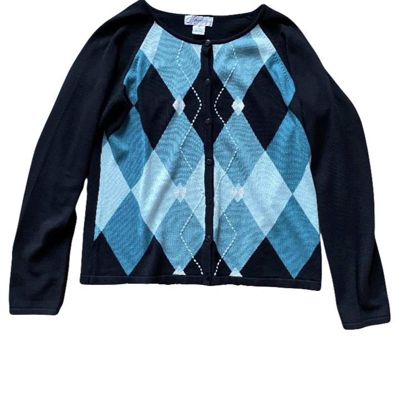 Diamond Shaped Plaid Button down Cardigan -Very... - Depop