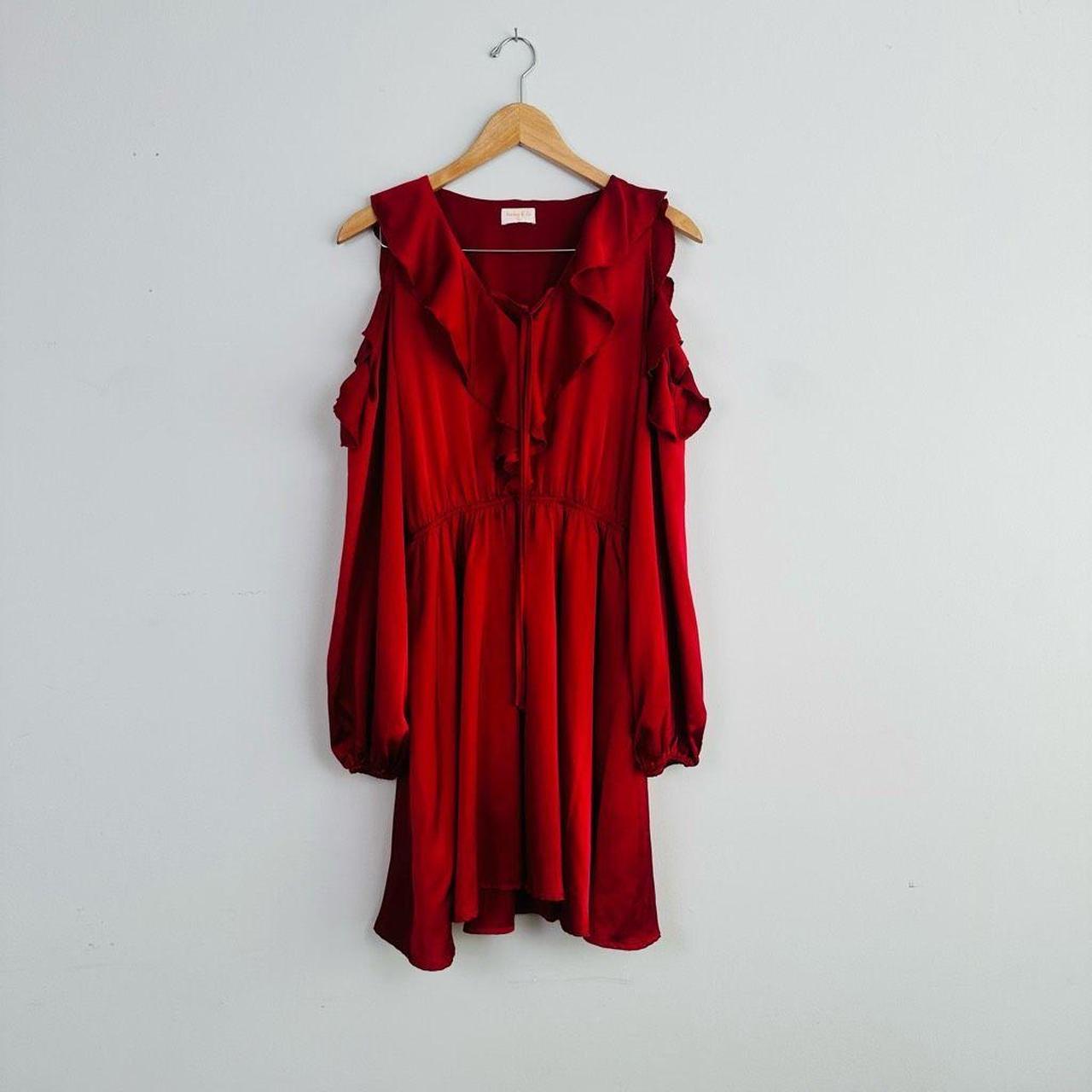 Crimson Red Bohemian Glam Formal Ruffle Dress. Size... - Depop