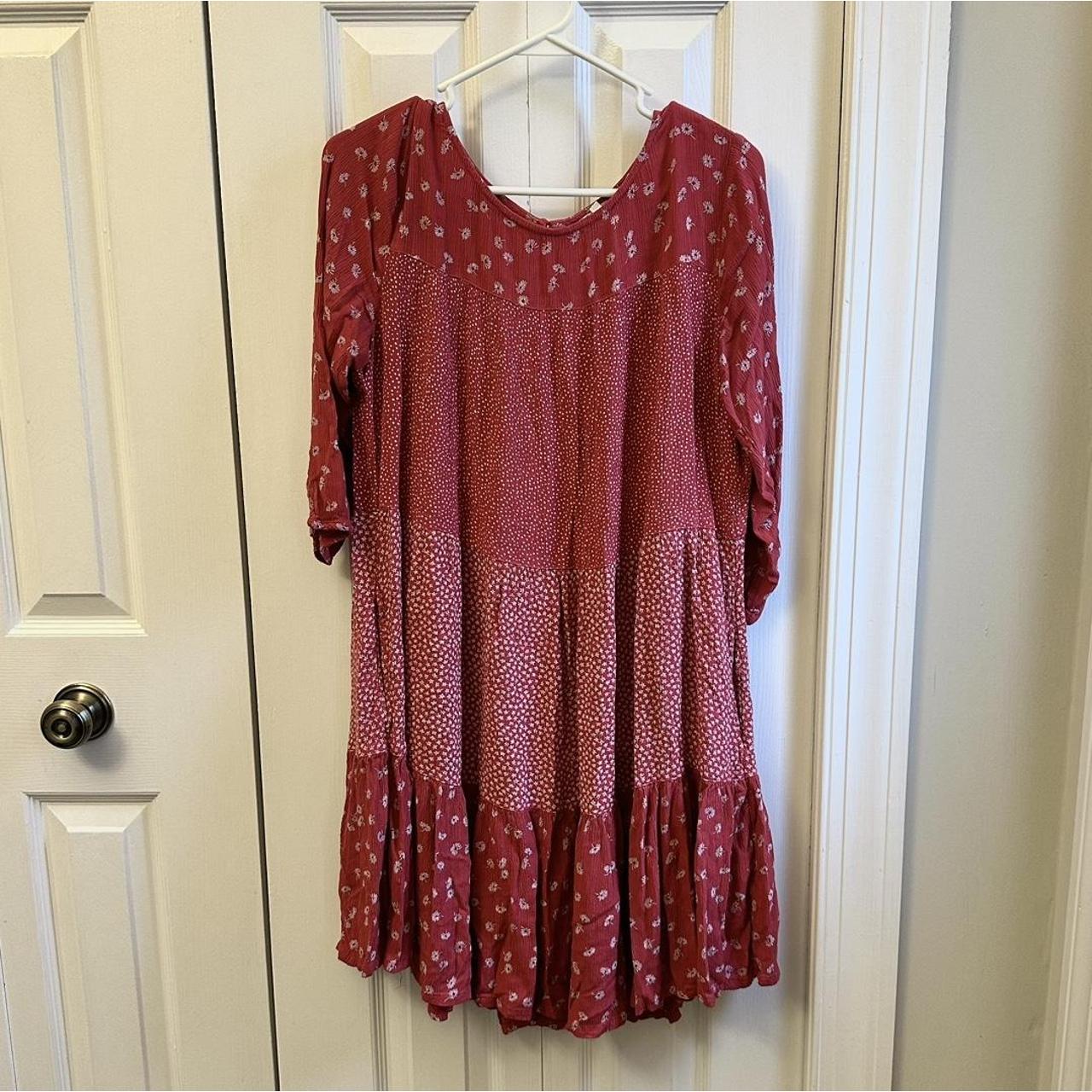 Red floral and polka-dot summer dress from... - Depop