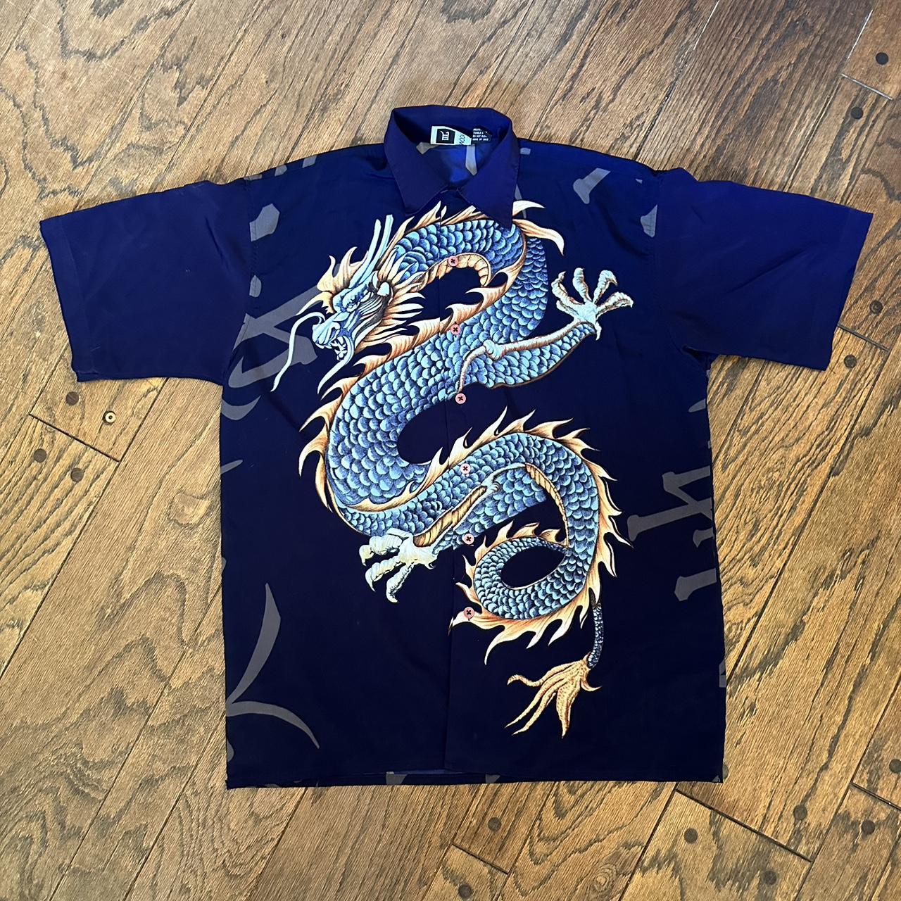 SICK ASF JNCO STYLE TRIBAL DRAGON BUTTON UP this... - Depop
