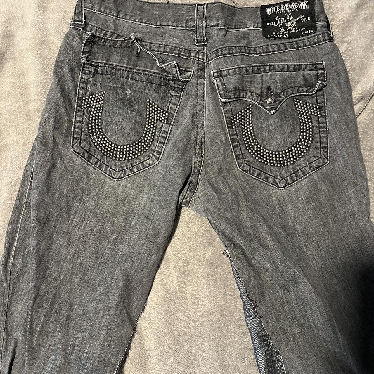 Rhinestone, true religions Made these into a wide... - Depop
