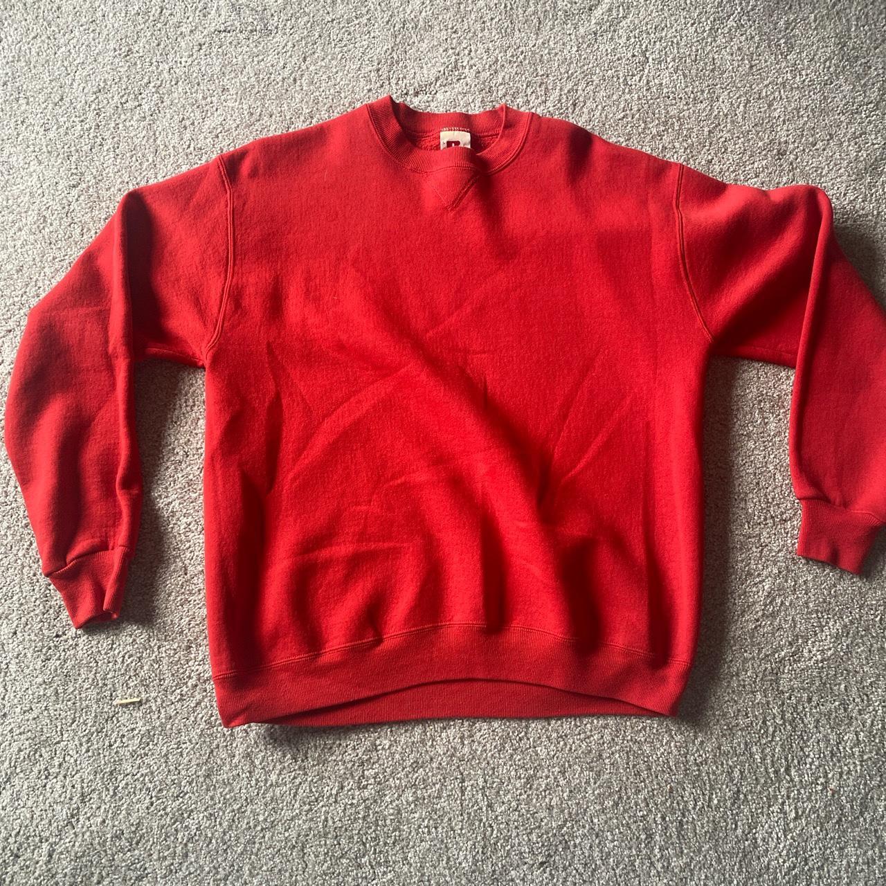 Red russel blank Vintafe from the 90s Good boxy... - Depop
