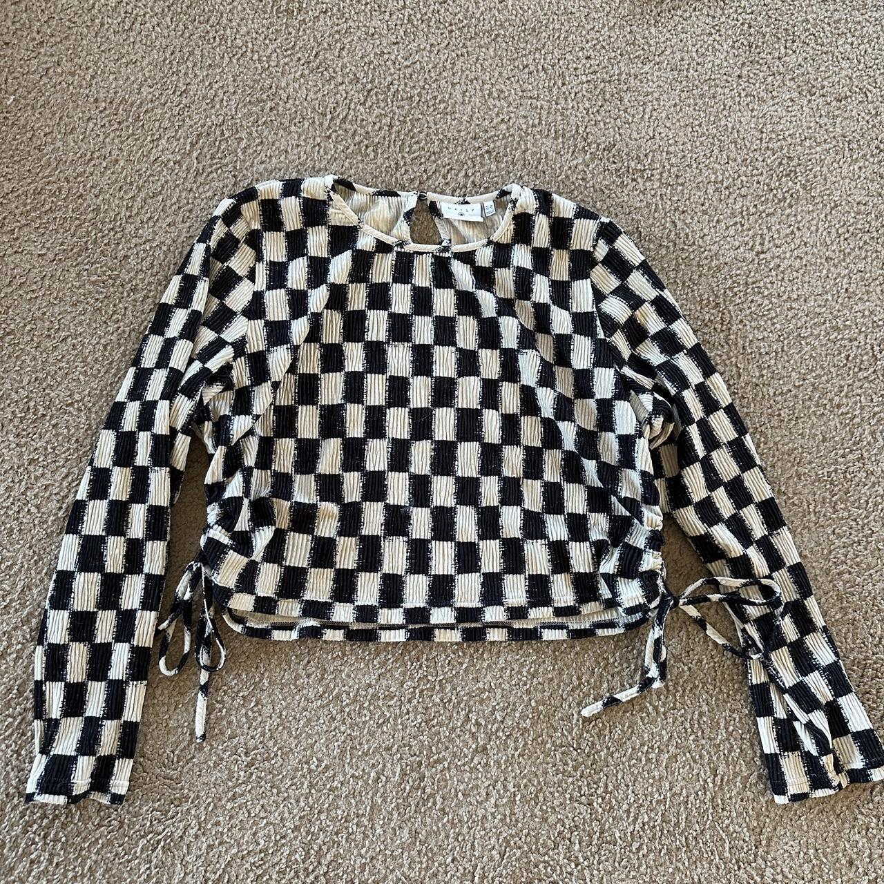 Plus size checkered print crop top. UK size 26 - Depop
