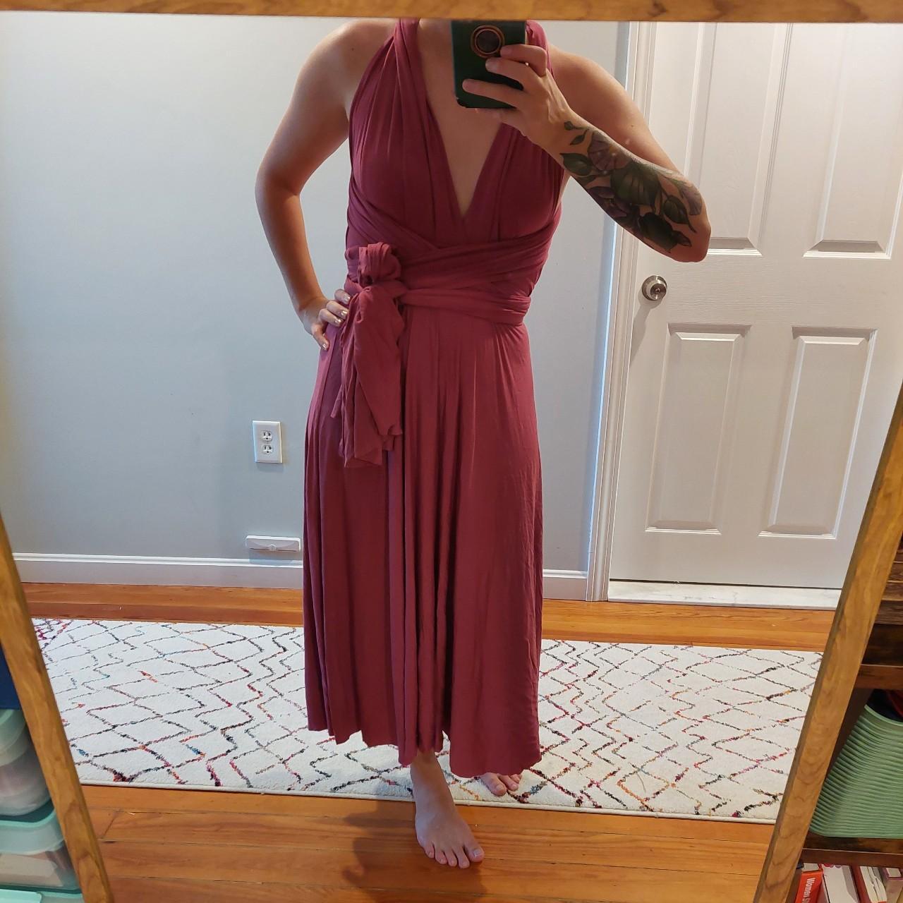 Gorgeous dusty pink multi way wrap dress. Midi... - Depop