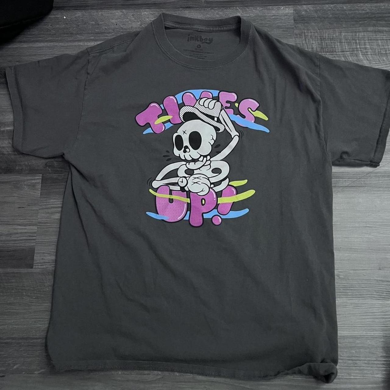 Spencers Inkboy Times Up Skeleton Graphic Tee no... - Depop