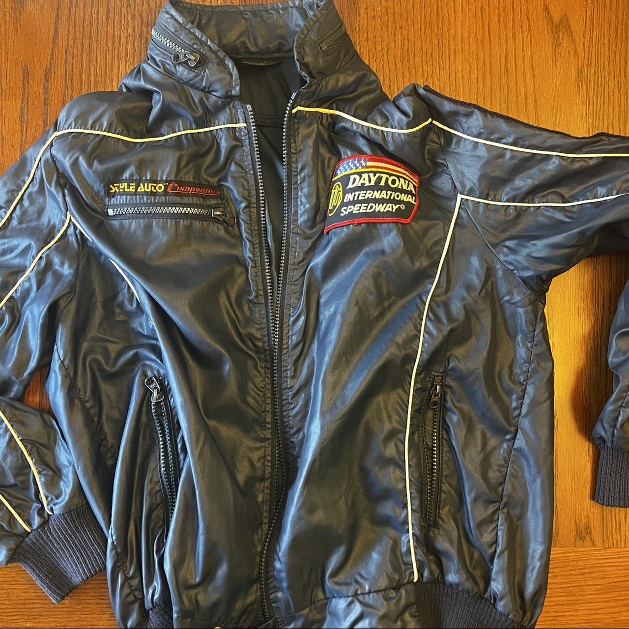 NASCAR Men's Blue and Black Jacket | Depop