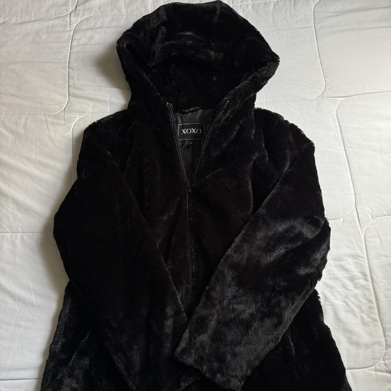 ☆Black fuzzy fur coat ☆Very soft material ☆Marked L - Depop
