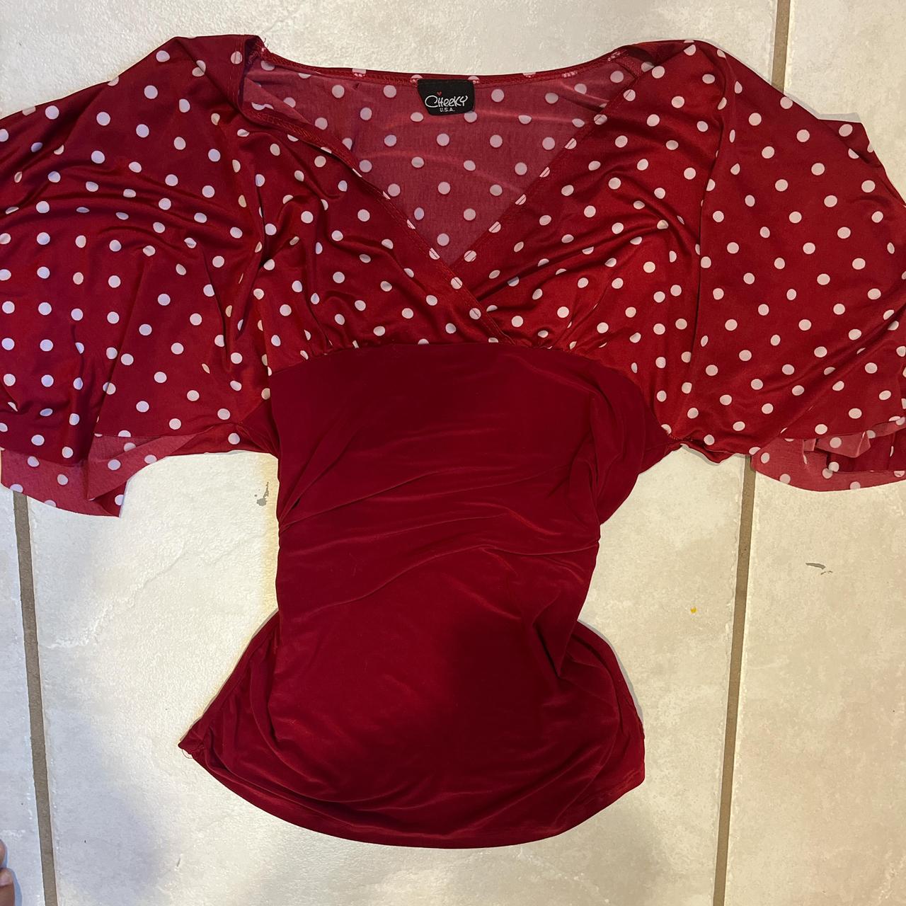 Red and white polka dot blouse 🎀 brand is cheeky!... | Depop