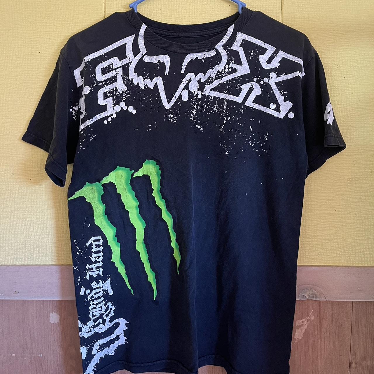 FOX x MONSTER ENERGY 2000s T SHIRT... - Depop