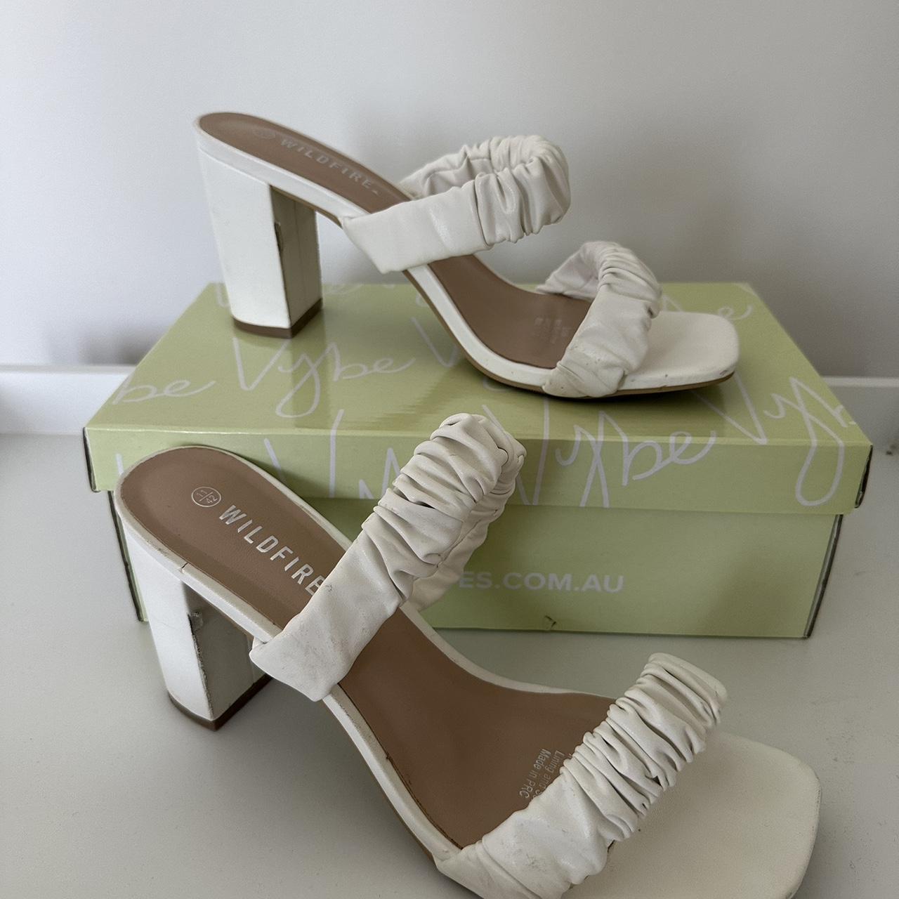 Worn as deb shoes. White heels, comes with box.... - Depop