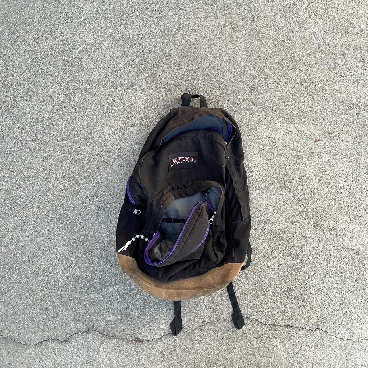 black and purple Jansport backpack. Used - Depop
