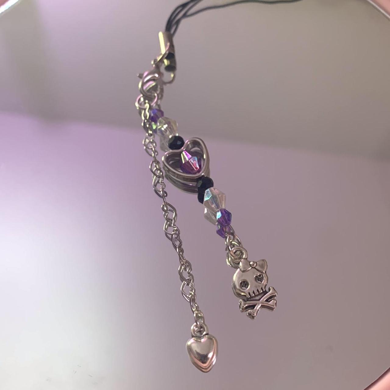 purple and black skullette keychain/phone charm •... - Depop