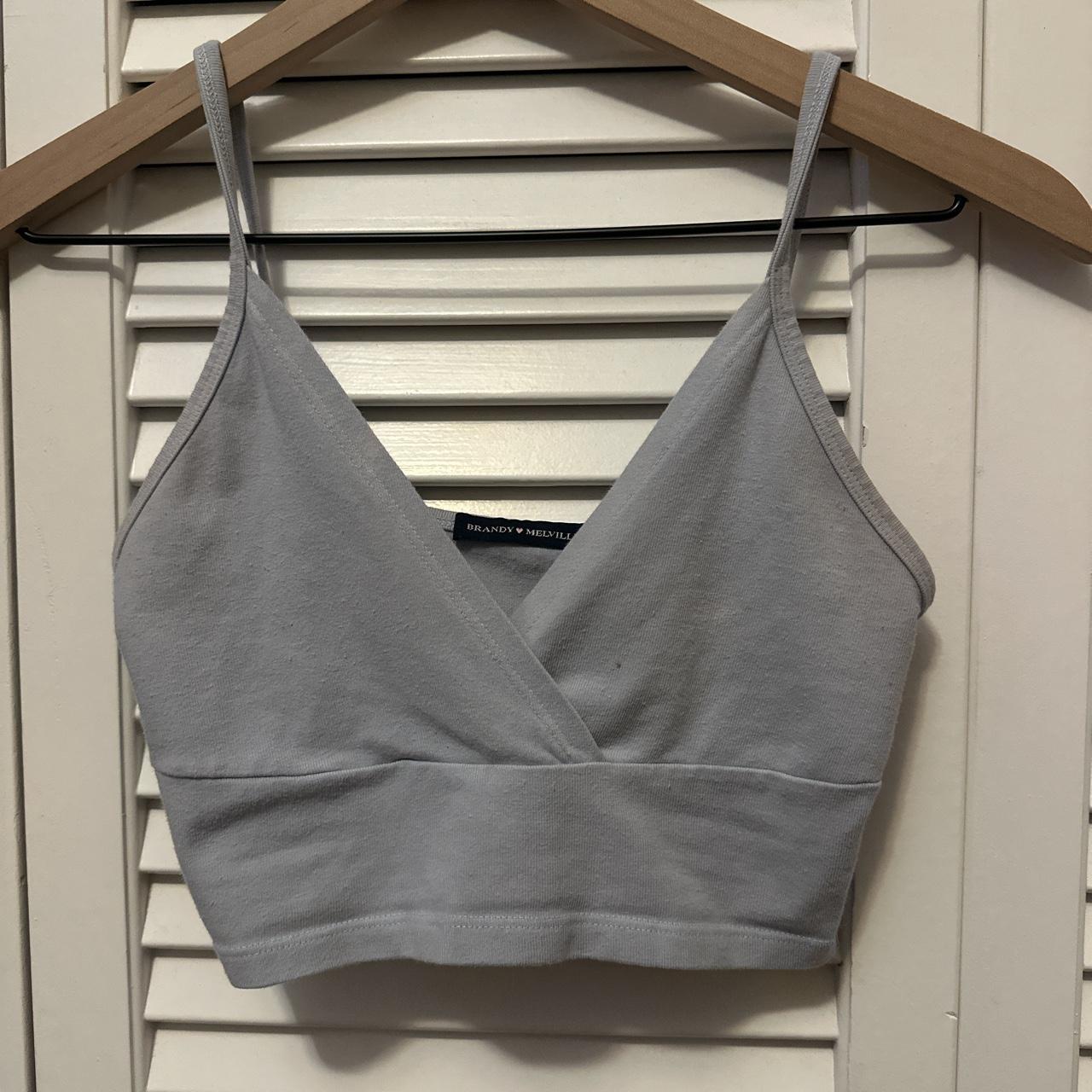 brandy melville blue cross front crop top, slight... - Depop