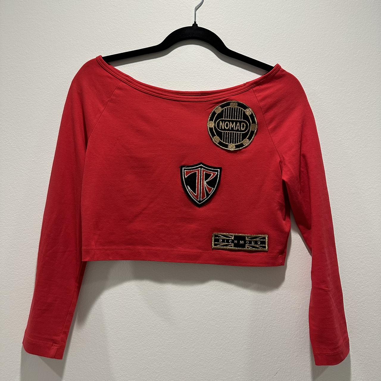 Richmond Denim Red Cropped Long Sleeve Loose fit!... - Depop