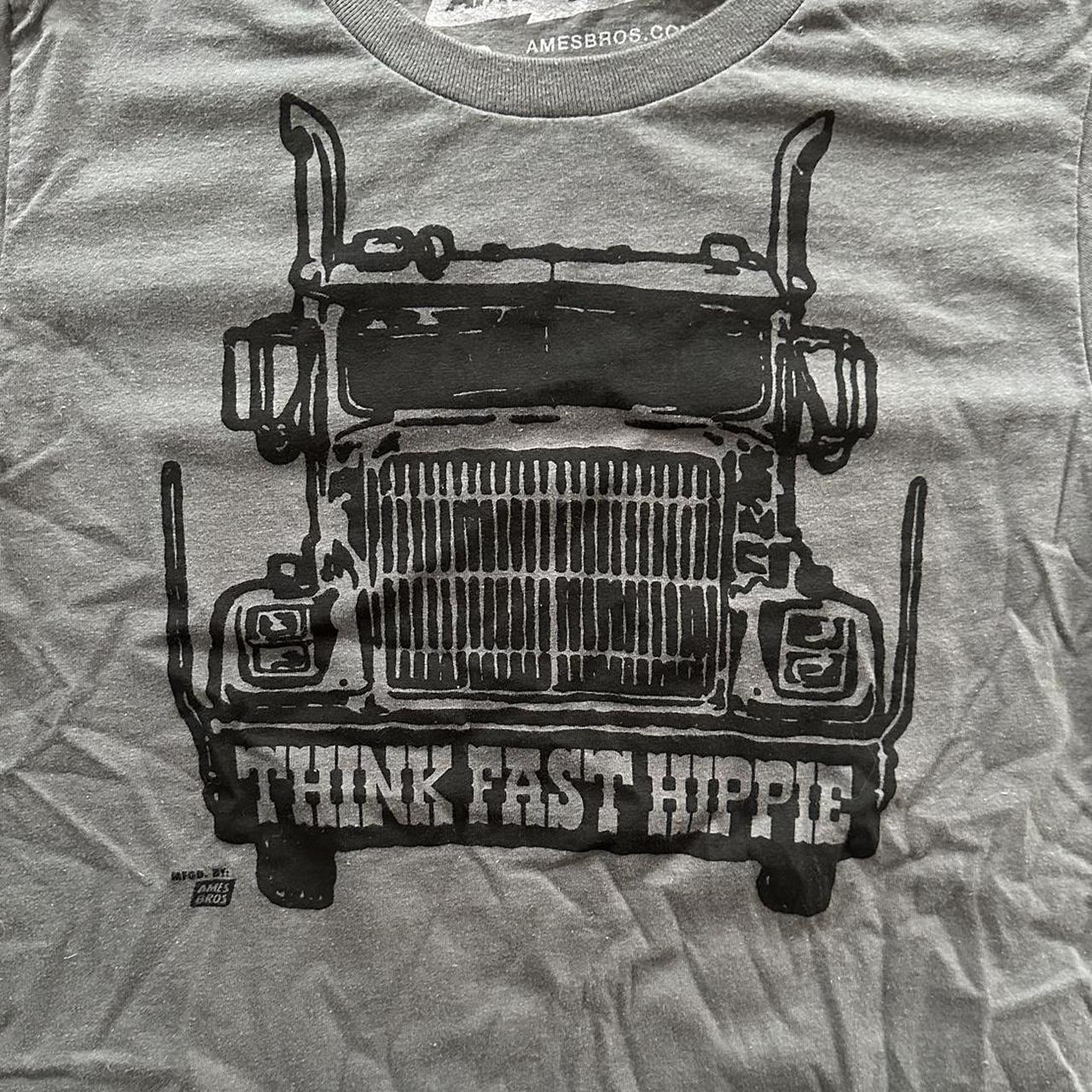 Ames Bros Think Fast Hippie Grey T-Shirt size... - Depop