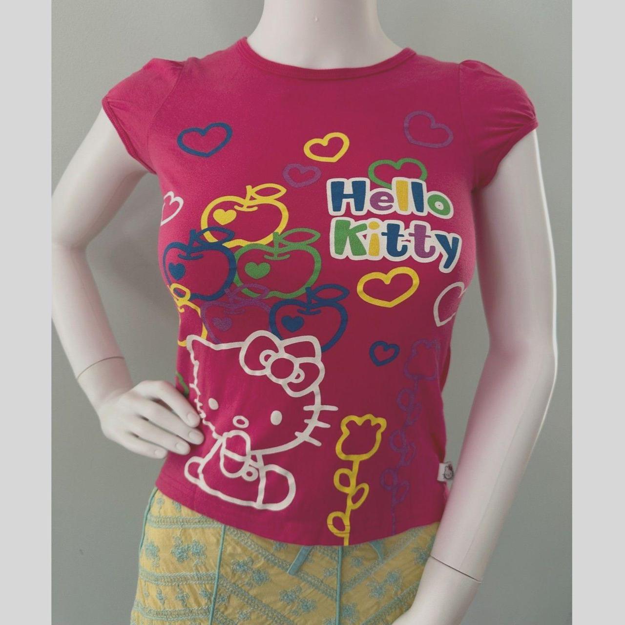 Y2k Hello Kitty Raspberry Hot Pink Graphic Tee... | Depop