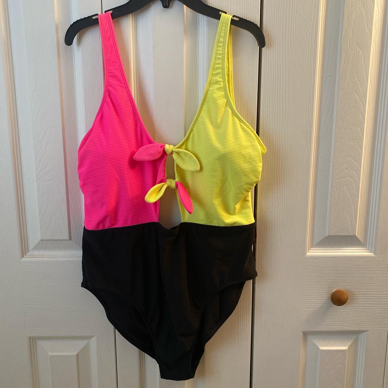 Pink and yellow one piece bathing suit💛💐💖 FREE... - Depop