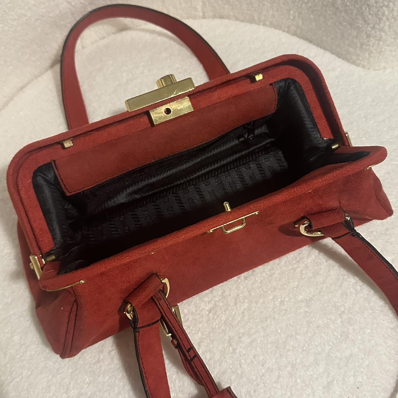 cool vintage suede red baguette purse bought... - Depop
