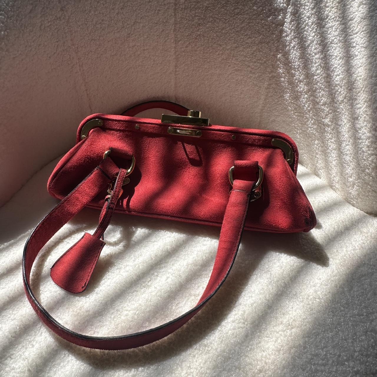 cool vintage suede red baguette purse bought... - Depop