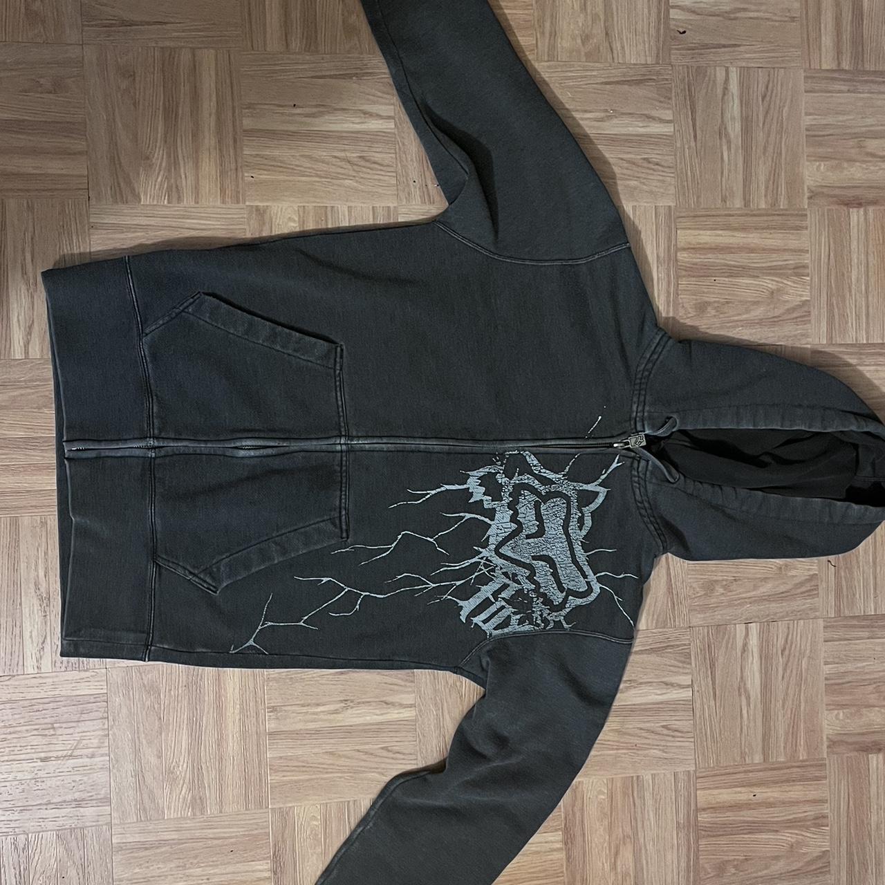 Small Y2K Cyber Grunge Fox Racing Hoodie Dope Piece - Depop
