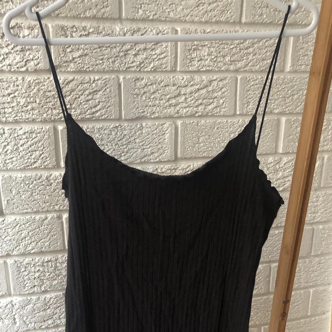 Slightly ribbed little black dress, spaghetti straps. - Depop