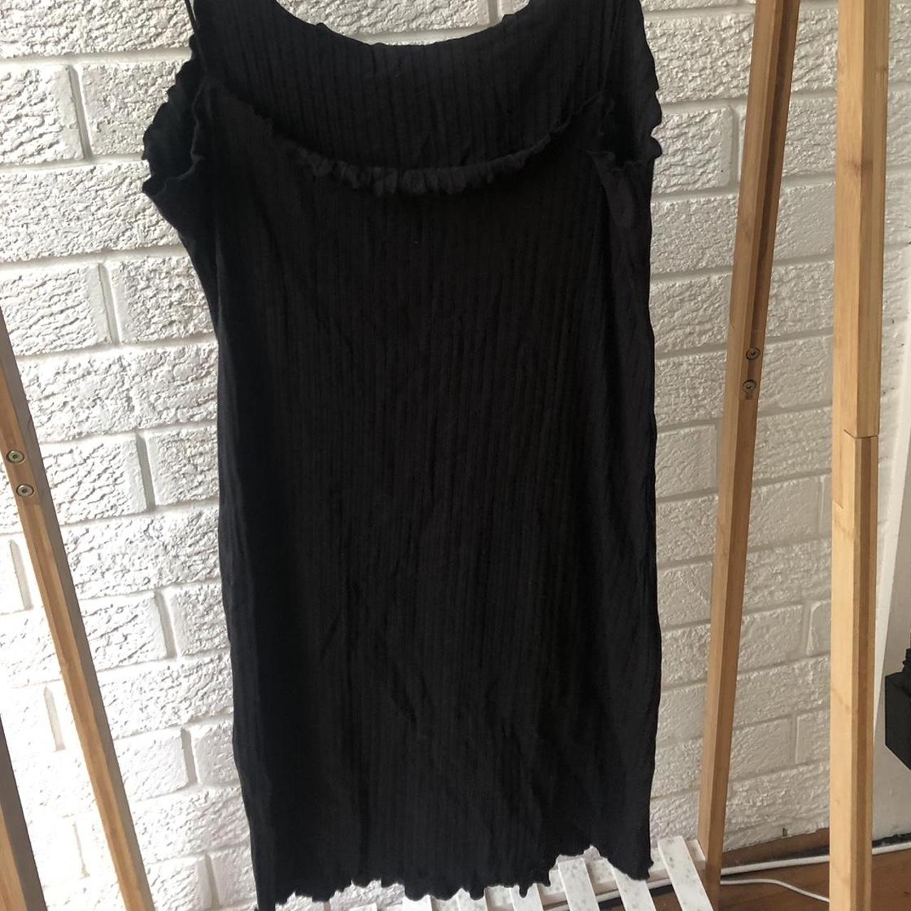 Slightly ribbed little black dress, spaghetti straps. - Depop