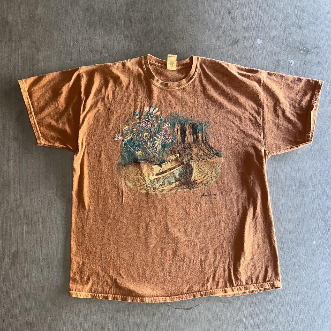 Vintage brown and orange Native American nature... | Depop