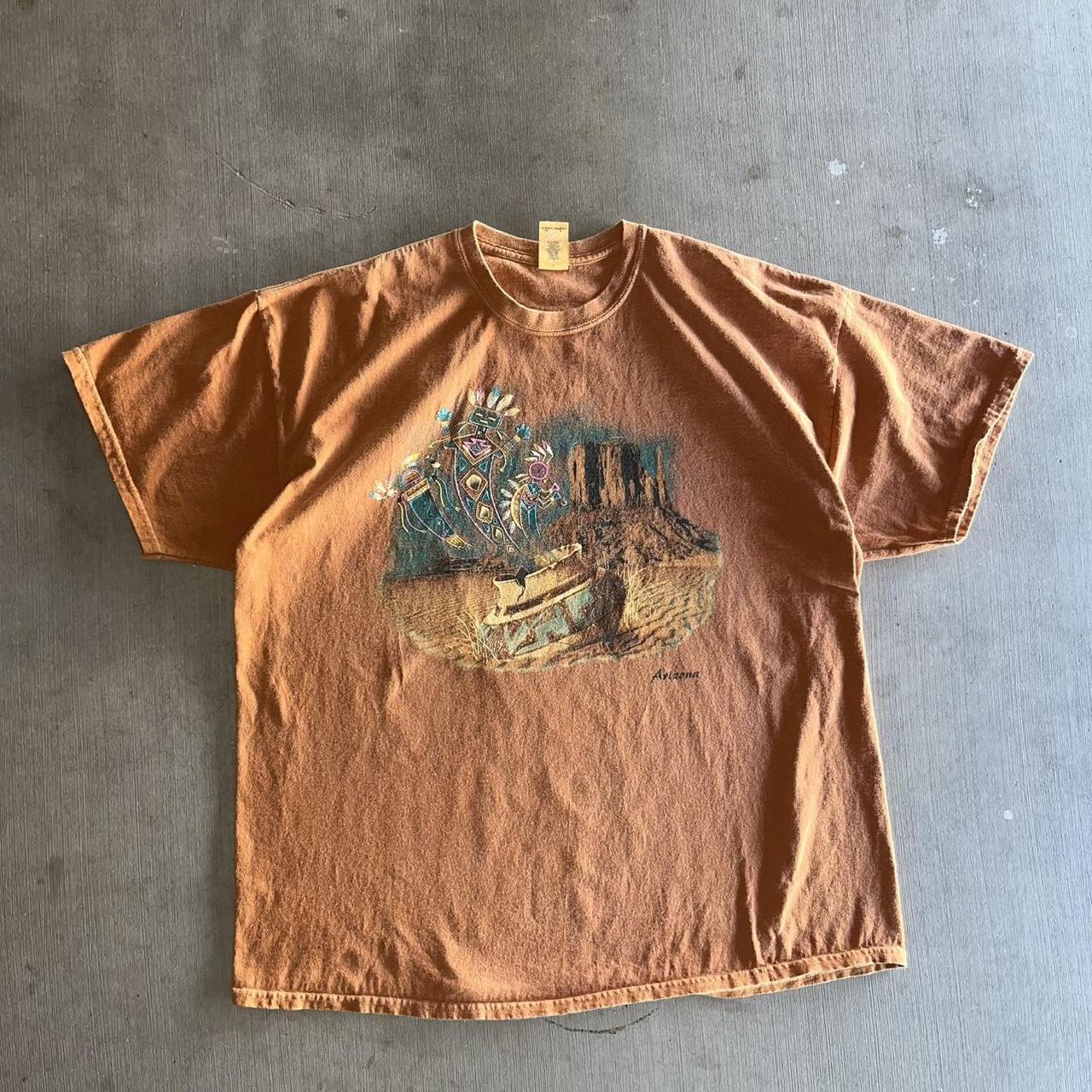 Vintage brown and orange Native American nature... | Depop