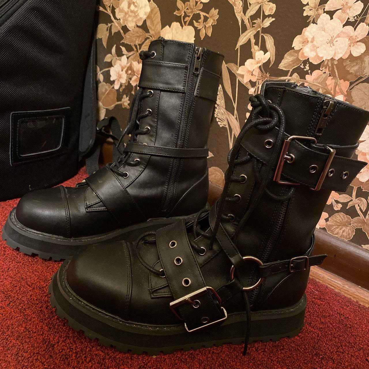 demonia buckle ankle military boots still really... - Depop