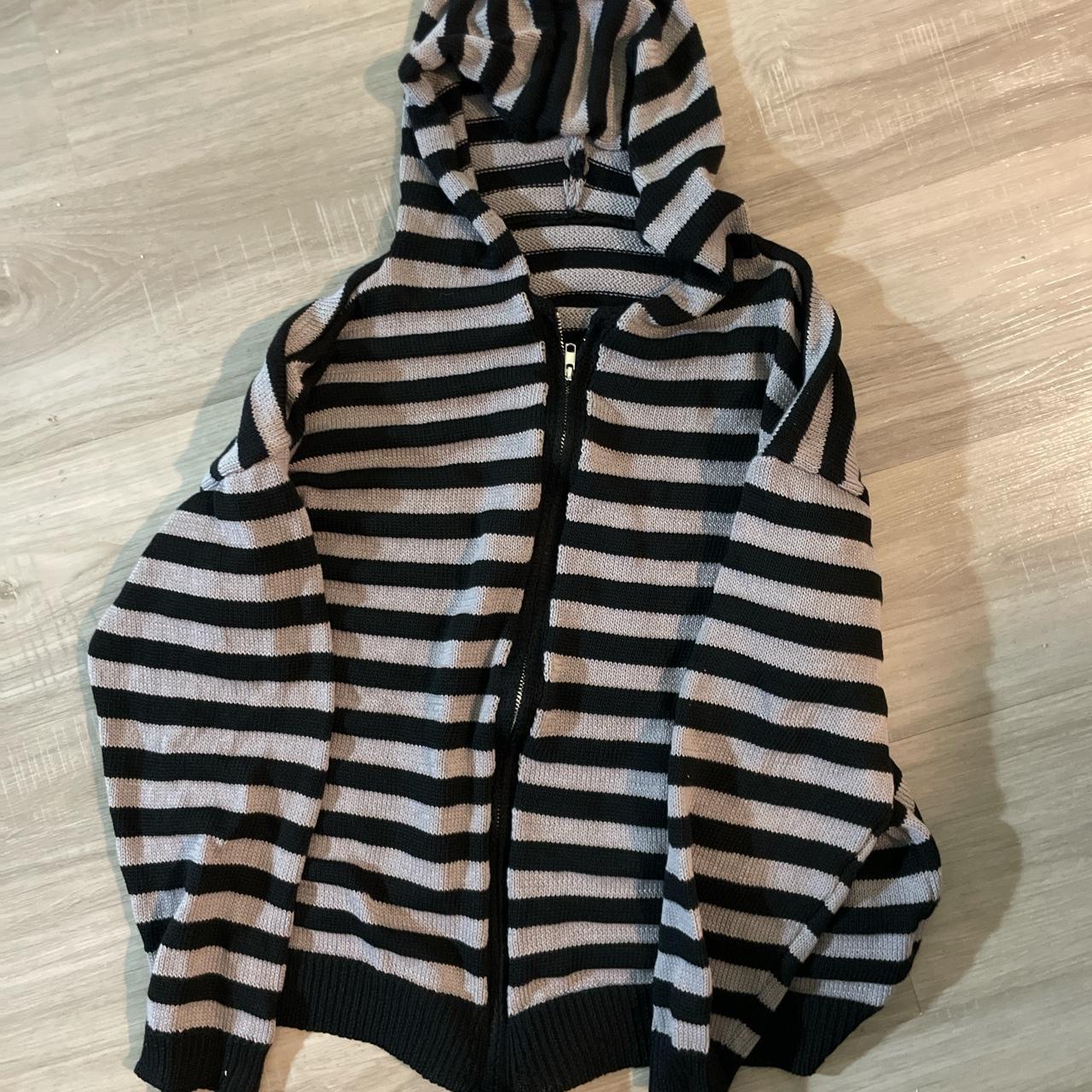 emo striped hot topic zip-up - Depop