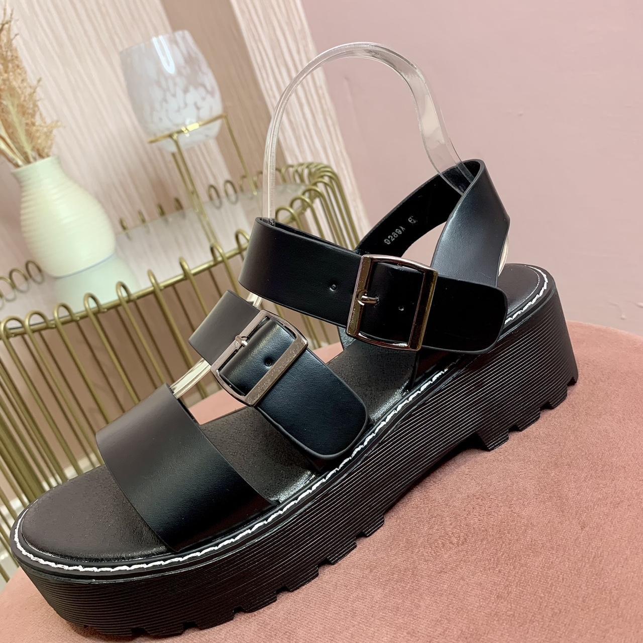 Black PU Chunky Platform Sandals Chunky platform... - Depop