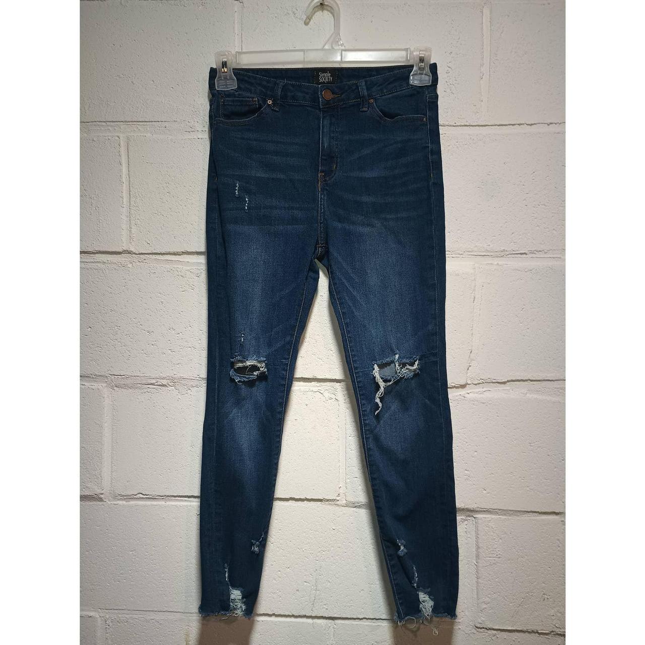 Simple Society Juniors Jeans Size 7 Blue Waist:... - Depop