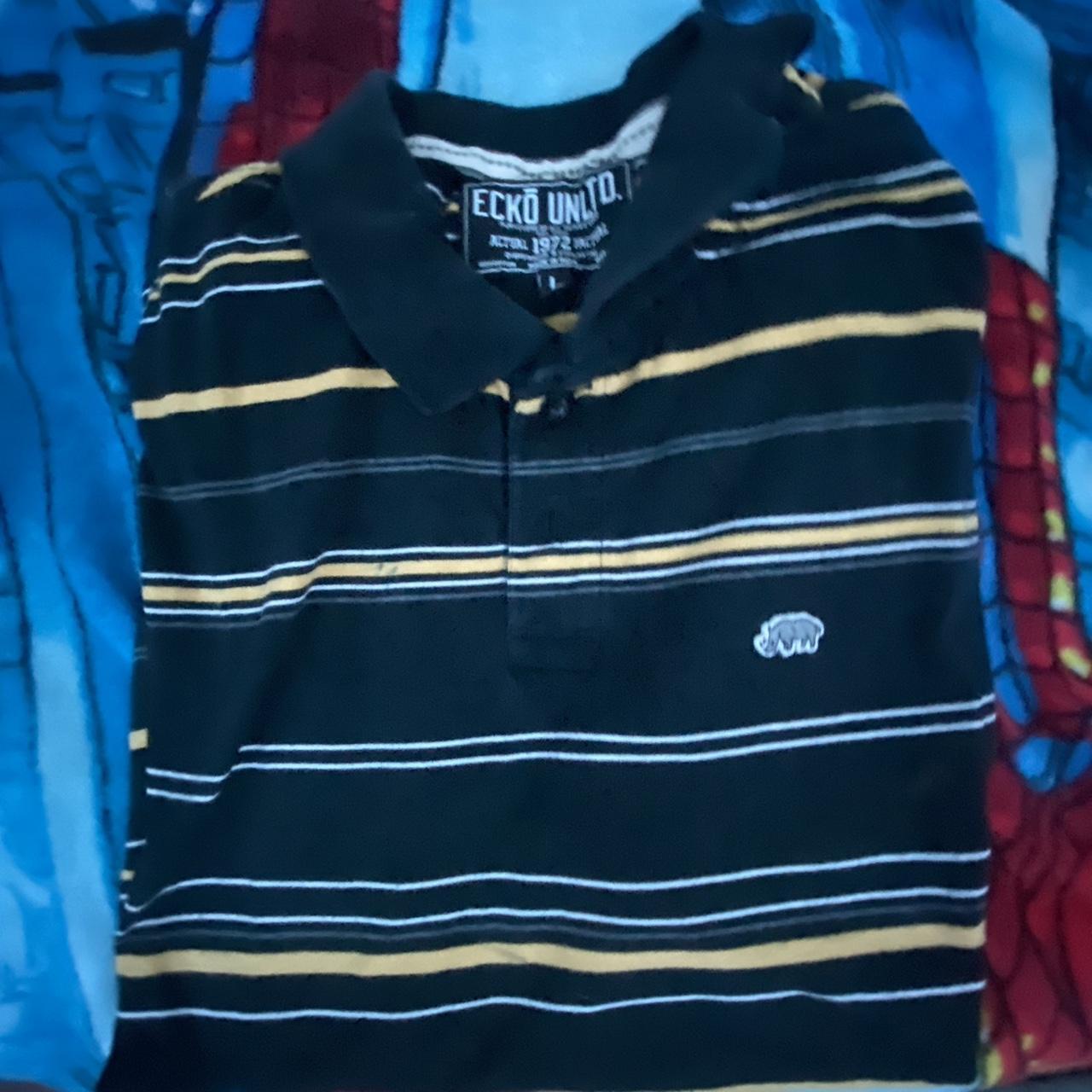 Ecko UNLTD striped polo size L - Depop